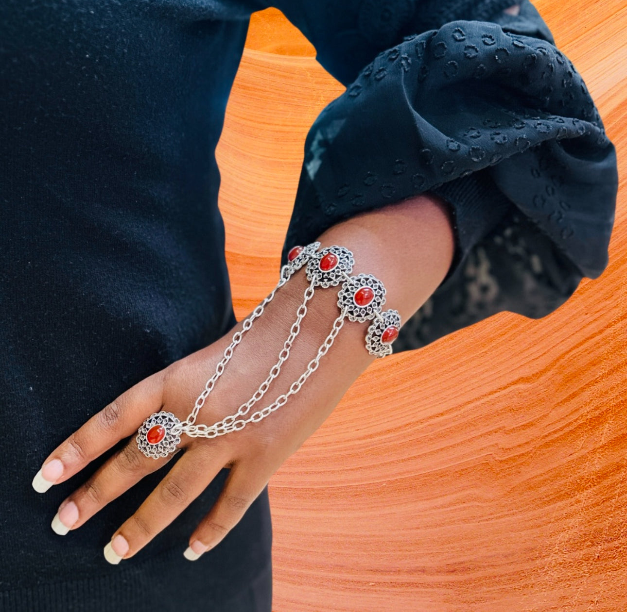 Red Braslet and Ring together – Mihret Ethnic Jewelry
